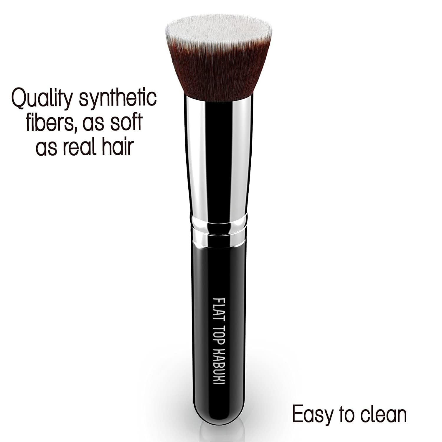 Flat Top Foundation Brush, Premium Kabuki Makeup Brush for Liquid, Cream, Powder, Blush Buffing, Blending, Flawless Face Brush , Stippling Makeup Tools , Angled Eye Brow Brush and Spoolie Brush with