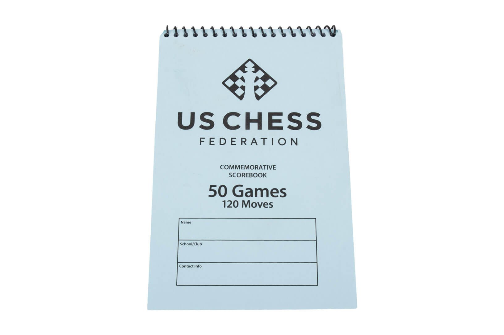 US Chess Federation Commemorative Spiral Chess Scorebook - Blue - (120 Moves/Game) (4 Pack)