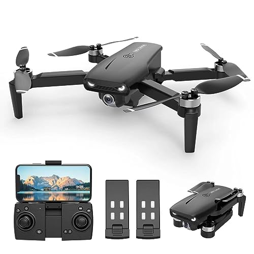 LMRC-12 Drone with 1080p UHD Camera for Adults Beginner, Foldable 2.4GHz FPV Drone, Less than 249g, RC Quadcopter Toys Gifts with Brushless Motor, Altitude Hold, Follow Me, 2 Batteries, Black