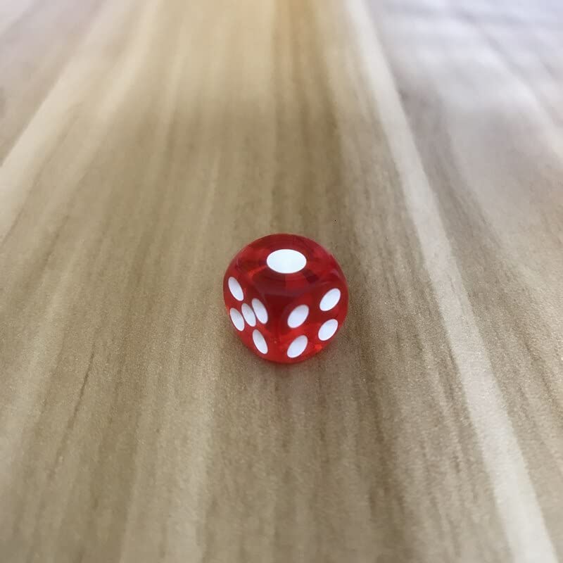 ZYM305 200Pcs/Lot 12mm Acrylic Transparent Red Dice White Point Dice Hexahedron Fillet Entertainment Bar KTV Dice Set Games Dice (Color : 12mm)
