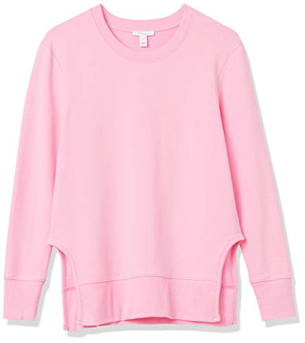 Daily Ritual Women's Long-Sleeve Crewneck Sweatshirt with Side Cutouts, Pink, X-Large