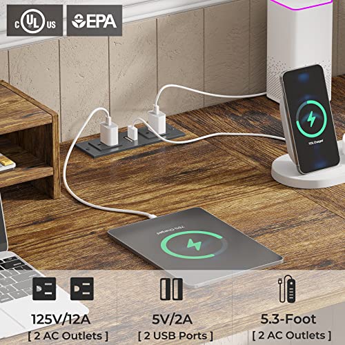 SEDETA 63" L Shaped Desk, Convertible Long Home Office Desk or Corner Desk, Office Computer Desk with Drawer, Power Strip, Storage Cabinet & Monitor Stand for Home Office, Rustic Brown