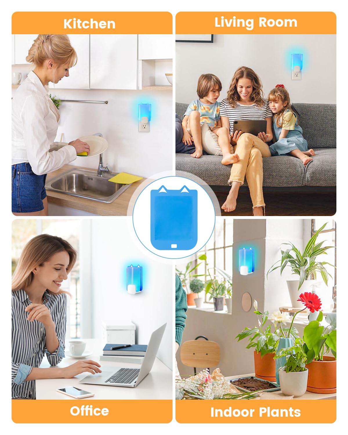 FLODTEAK 10 Pack Refill Cartridges for Raid Essentials Flying Insect Light Trap, Double Sided Plug-in Blue Light Replacement Insect Trap Glue Boards for Bugs Flies Gnats, FLK-2