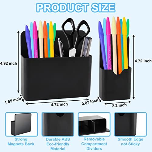 KITANIS Magnetic Pen Holder,2 Pack Magnetic Dry Erase Marker Holder with Generous Compartments,Strong Magnet Storage Marker Pen Pencil Organizer for Refrigerator,Whiteboard,Locker Accessories