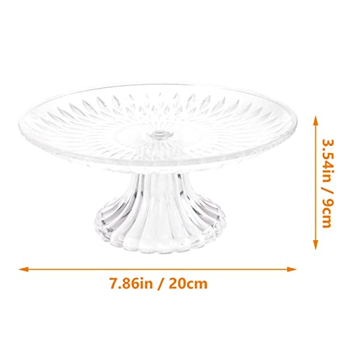 DOITOOL 2Pcs Glass Footed Platter Crystal Footed Cake Plate Platter Round Footed Cake Stand Clear Serving Dish Platter for Home Kitchen (Transparent)