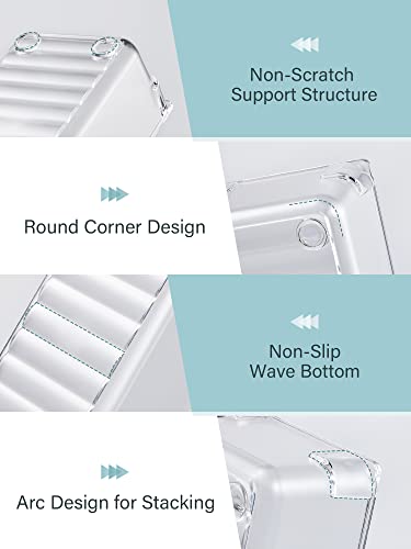 Kootek 6 Pcs Drawer Organizer Set, 3-Size Bathroom Drawer Organizers Makeup Trays Vanity Desk Dividers Versatile Storage Bins Clear Plastic Drawer Organization Container for Dresser, Kitchen, Office