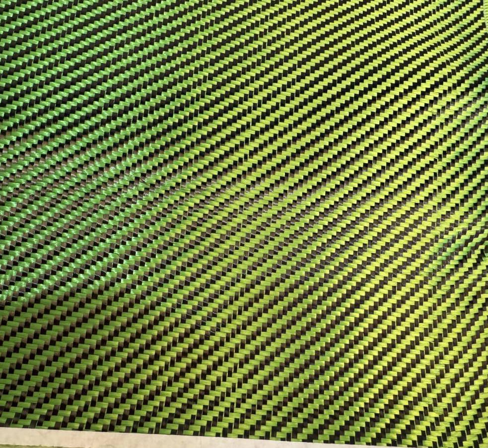 Generic Twill Weave Kevlar Aramid 1500D 3K Carbon Fiber Cloth Fabric 1m*1m (Green+Black)