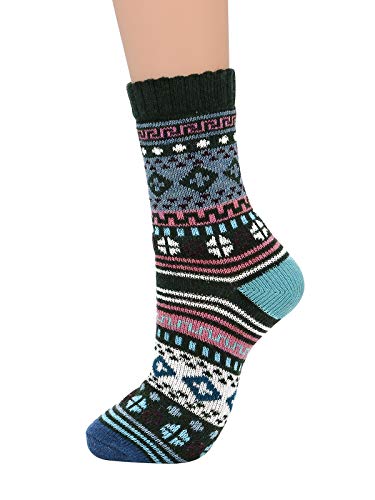 Century Star Mens Athletic Socks Warm Socks Cozy Wool Socks Hiking Trekking Crew Socks For Christmas 5 Pairs Multi Color One Size