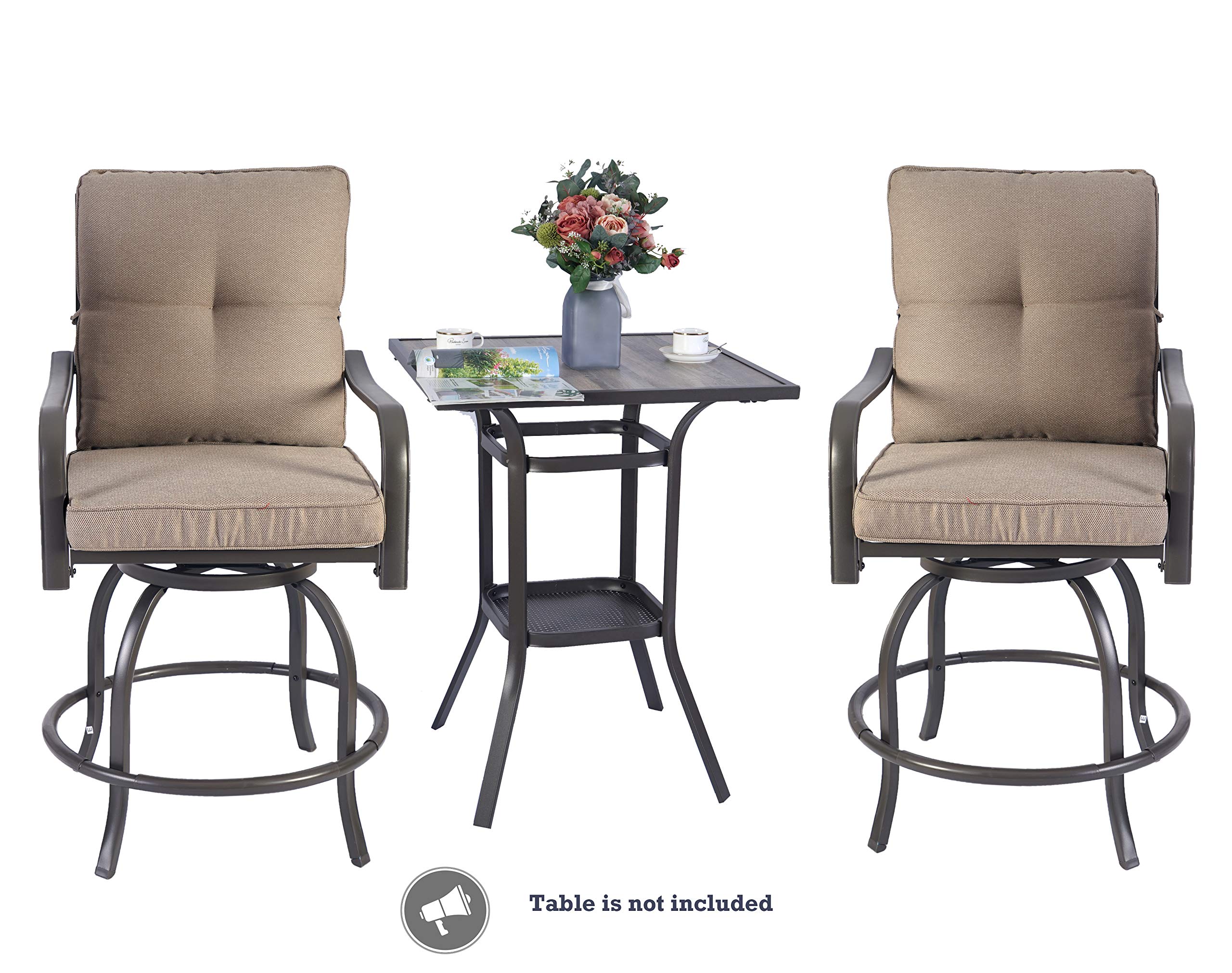 Kozyard Isabella High Swivel Bar Stools/Chair Set for Home Patio, Back Yard, Cafes, Bistro, Restaurants and Chic Bars (Beige)