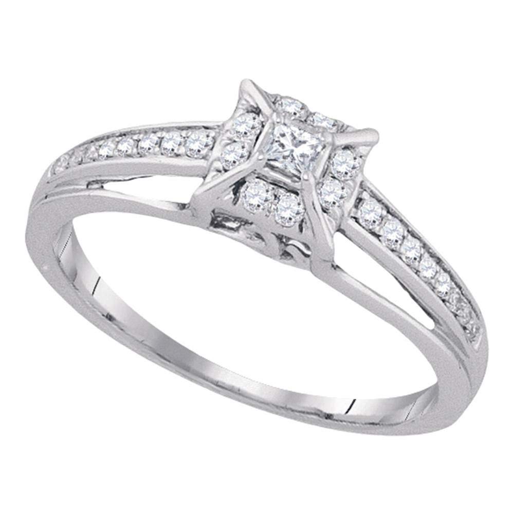 Dazzlingrock Collection 14kt White Gold Women's Round Diamond Solitaire Engagement Ring 1/5 ctw