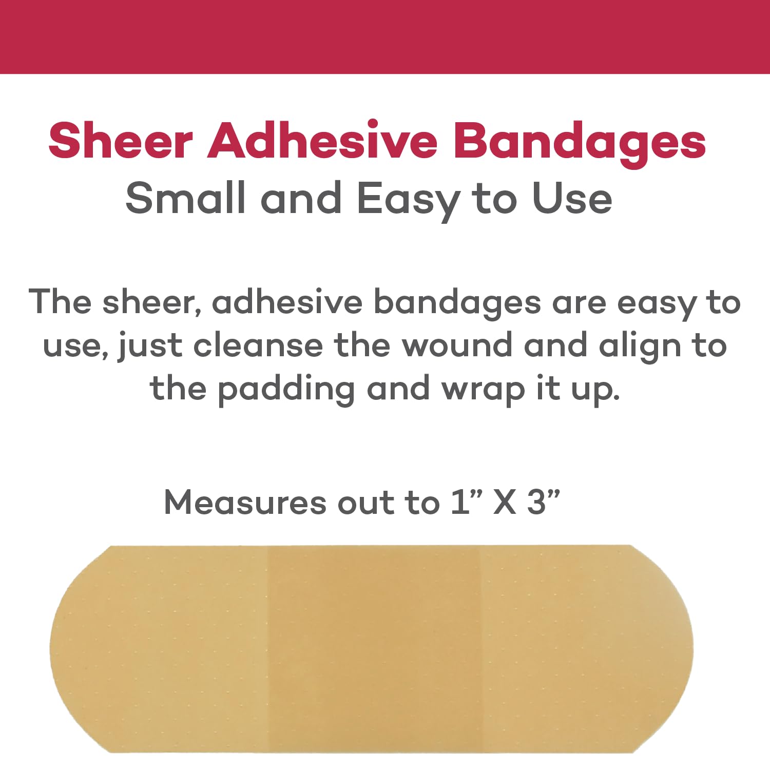 Dealmed Sheer Plastic Flexible Adhesive Bandages – 100 Count (2 Pack) Bandages with Non-Stick Pad, Latex Free, Wound Care for First Aid Kit, 1" x 3"