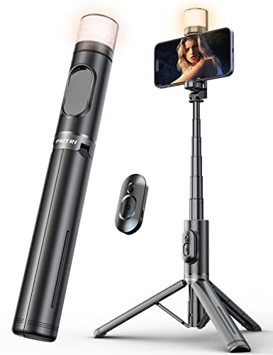 Selfie Stick with Curved Fill Light, Portable & Stable Phone Tripod Stand with Wireless Remote for iPhone/Samsung/Google/One Plus/Sony etc.