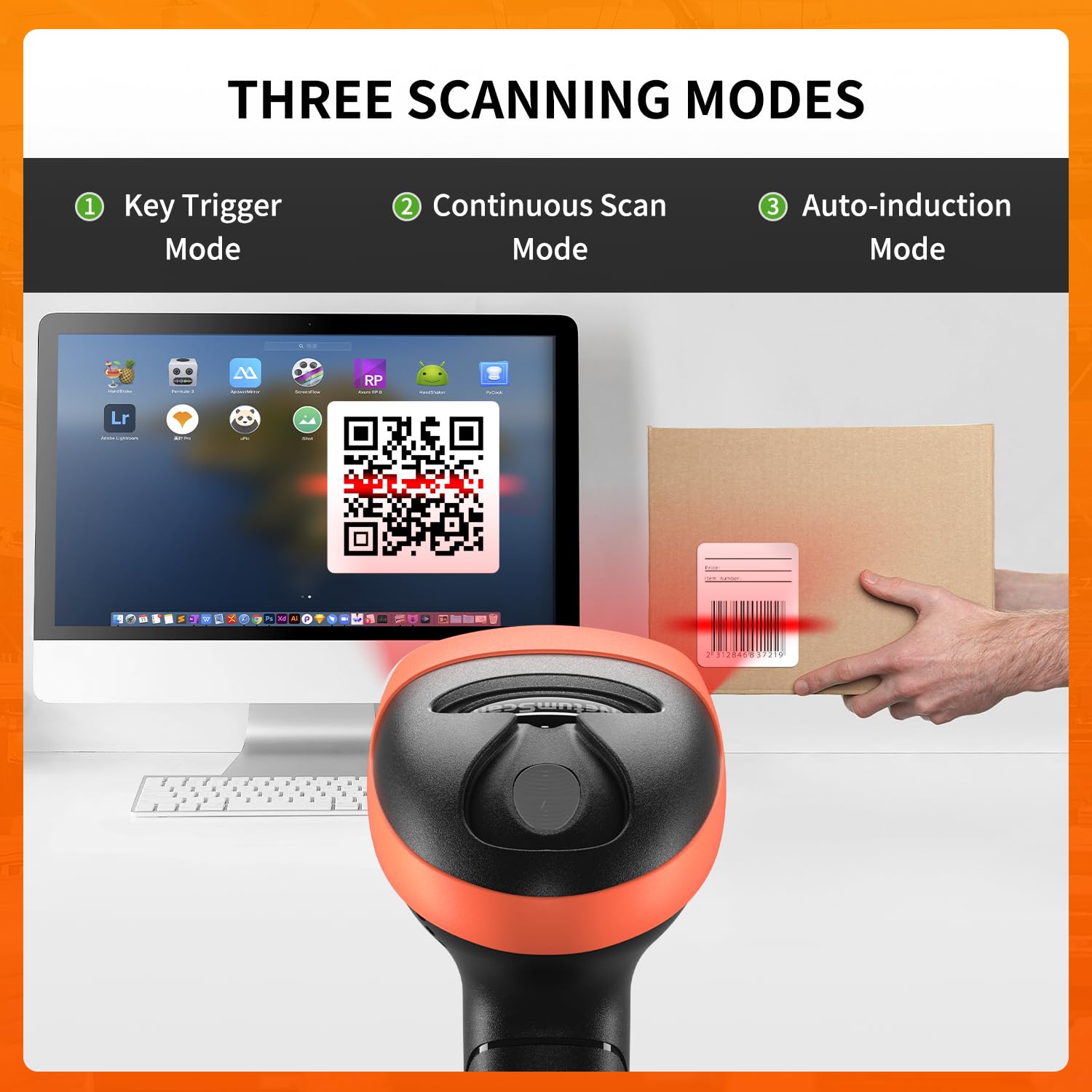 Handheld USB Barcode Scanner Reader for Computers, NetumScan Handheld Wired Automatic 1D 2D Image QR Bar Code Scanners for Mobile Payment, Store, Supermarket, Warehouse