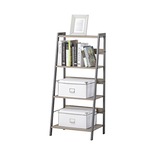 Signature Design by Ashley Soho Modern Home Office Desk & 4-Shelf Bookcase Set, Reclaimed Wood