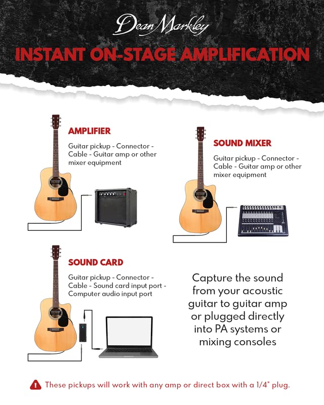 Dean Markley Pro Mag Grand Acoustic Guitar Humbucker Pickups, Maple Wood Design Active Soundhole Pickup Ebony Finish, Hum-Cancelling Acoustic Guitar Pickup for Studio Recording and Live Performance