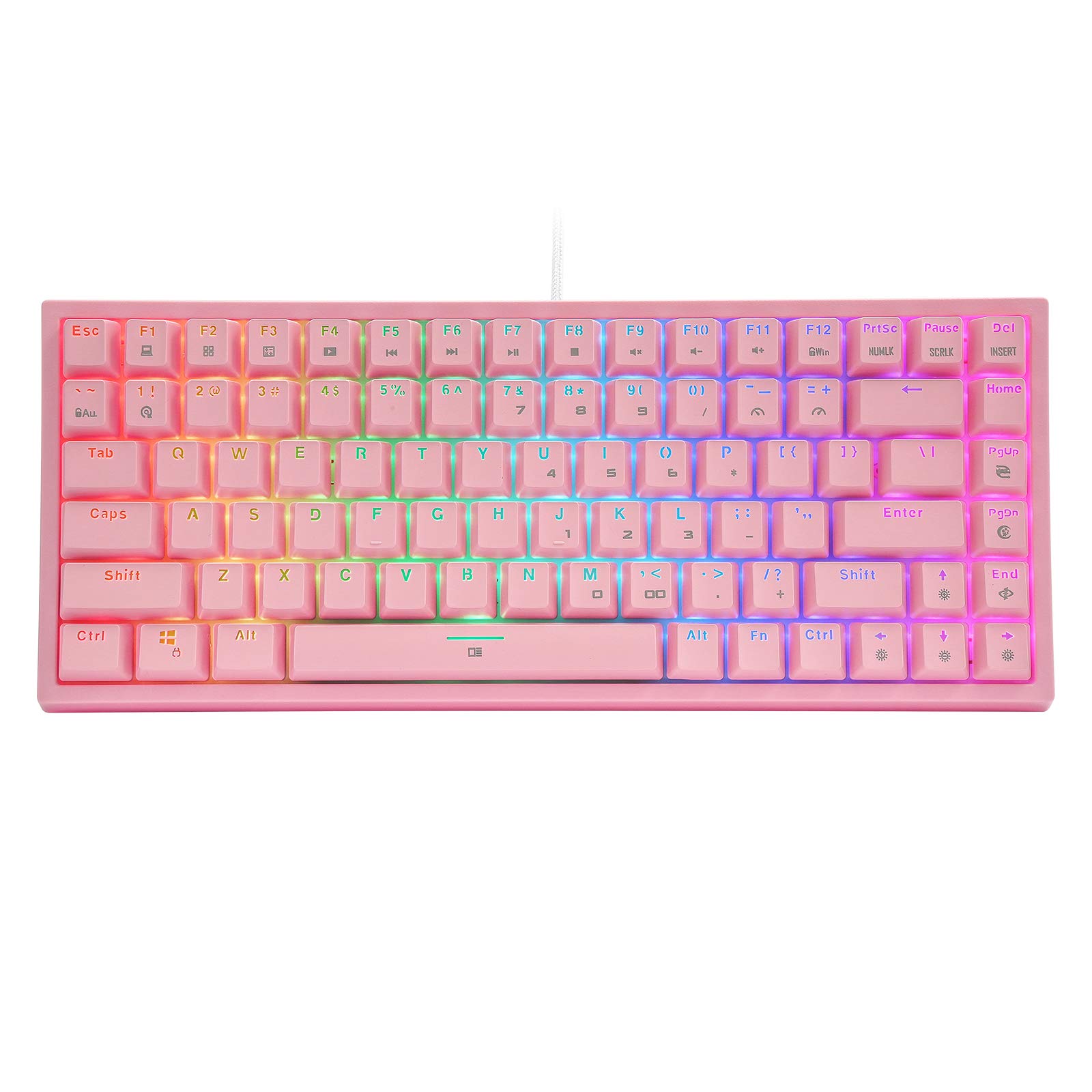 CQ84 Mechanical Gaming Keyboard Brown Switches RGB Backlit USB Wired Keyboard 60% Compact 84 Keys for Windows Computer Gamer Office