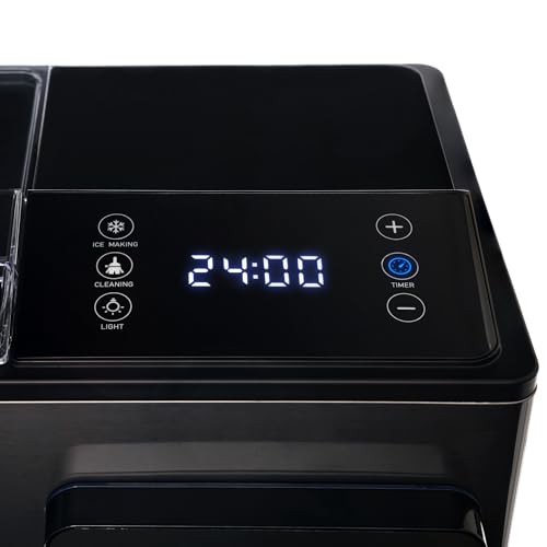 Luma Nugget Countertop Ice Maker, 44 lbs in 24 Hours, Black Stainless Steel Ice Machine, Perfect for Home Bar, Kitchen Countertop, RV, Home Office