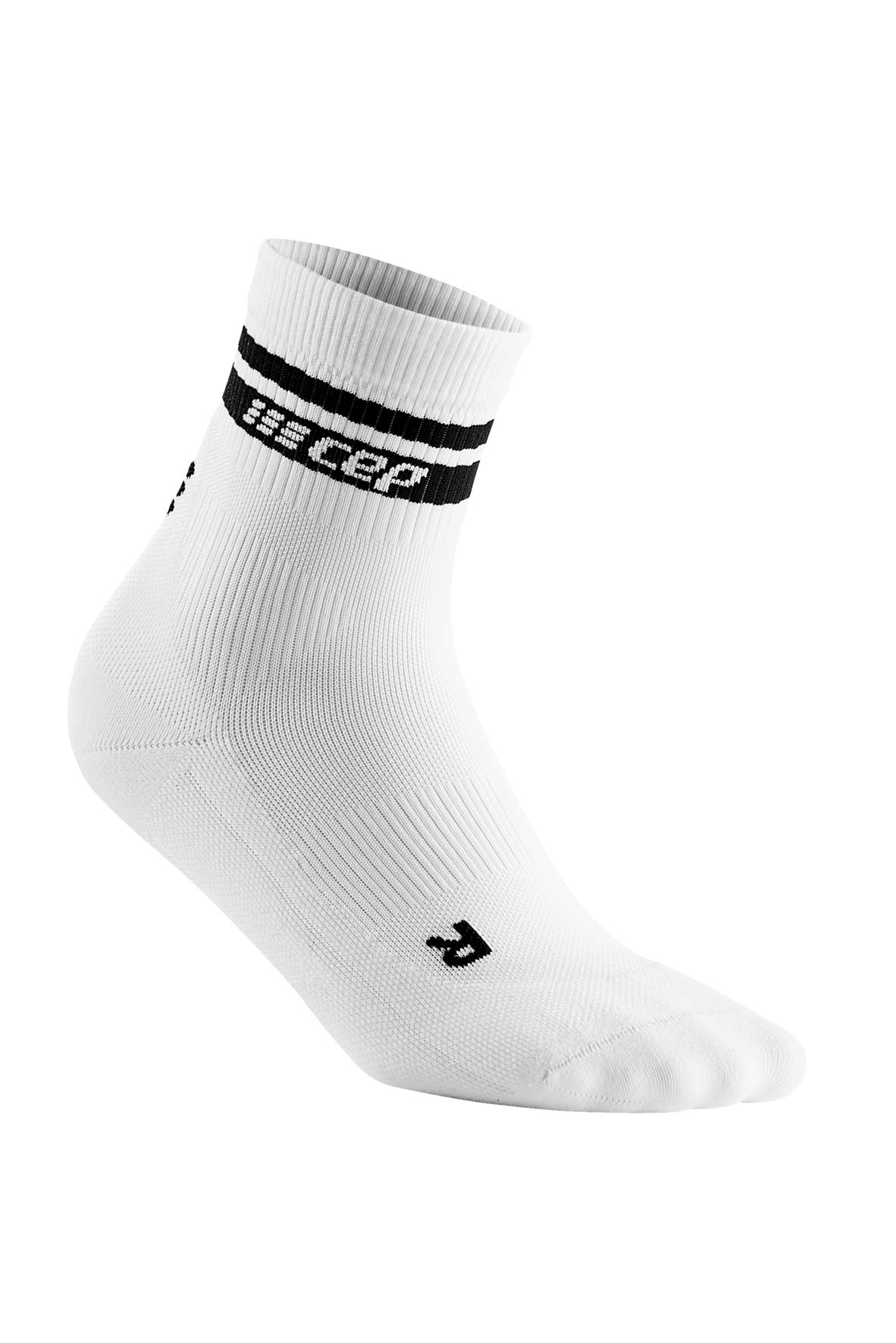 CEP Women's Running Socks - V3, Short Crew, 80'S, White/Black, SM II