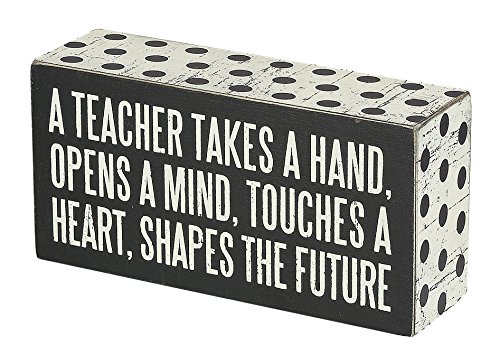 Primitives by Kathy 21495 Polka Dot Trimmed Box Sign, 3" x 6", A Teacher Shapes the Future
