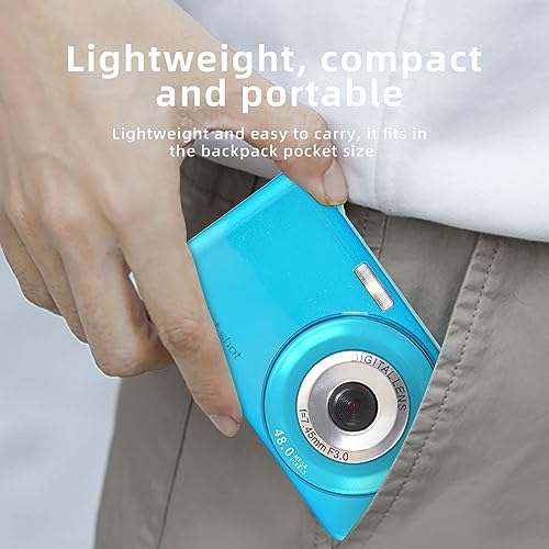 Digital Camera, 2.7in 48MP 8X Digital Zoom Point and Shoot Camera, Video Camera with Anti Shake Vlogging Camera for Night, Portrait, etc (Blue)