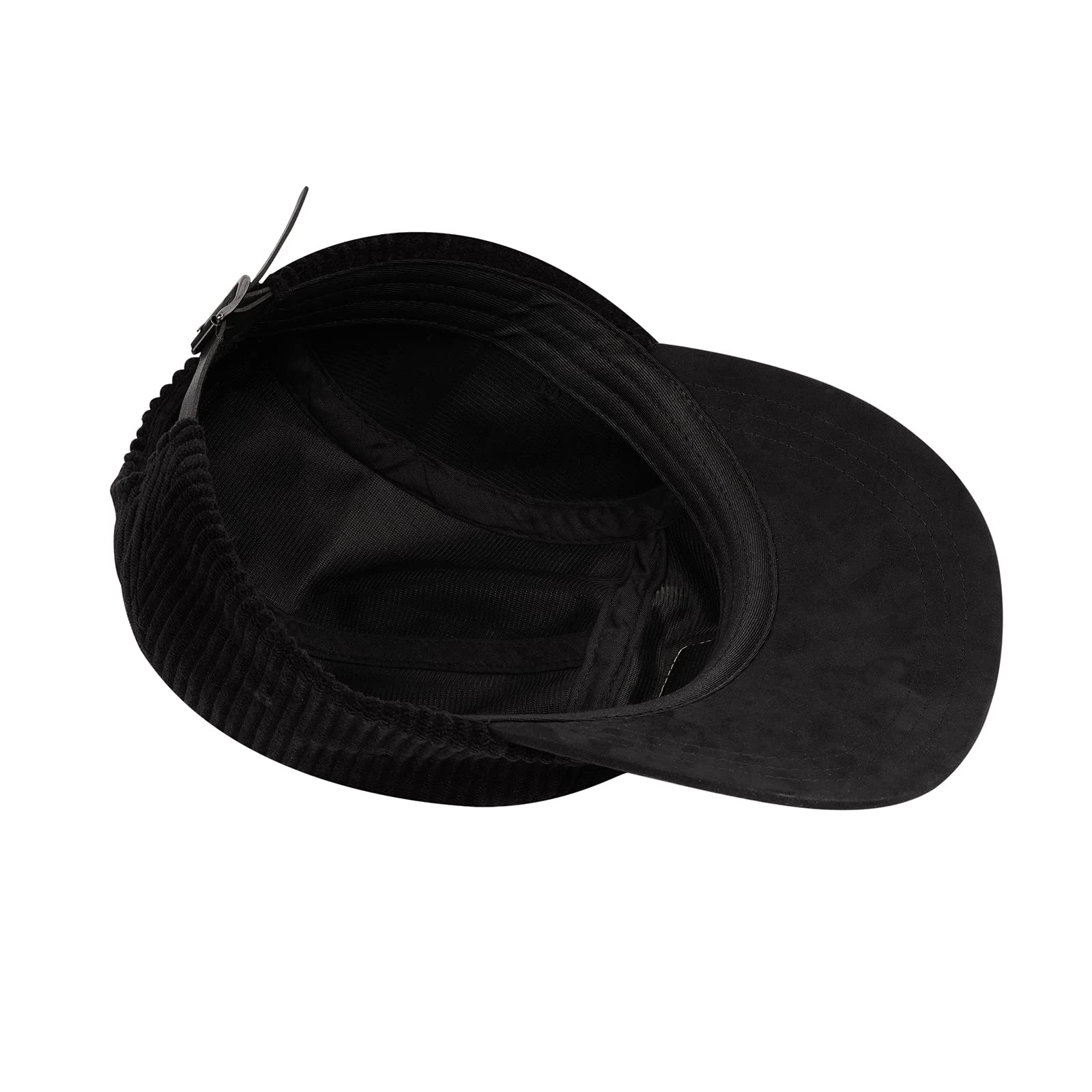 Clakllie Corduroy Baseball Cap Snapback 5 Panel Hat Solid Colors Trucker Dad Hat Stylish Biker Board Caps Sun Hat,Balck