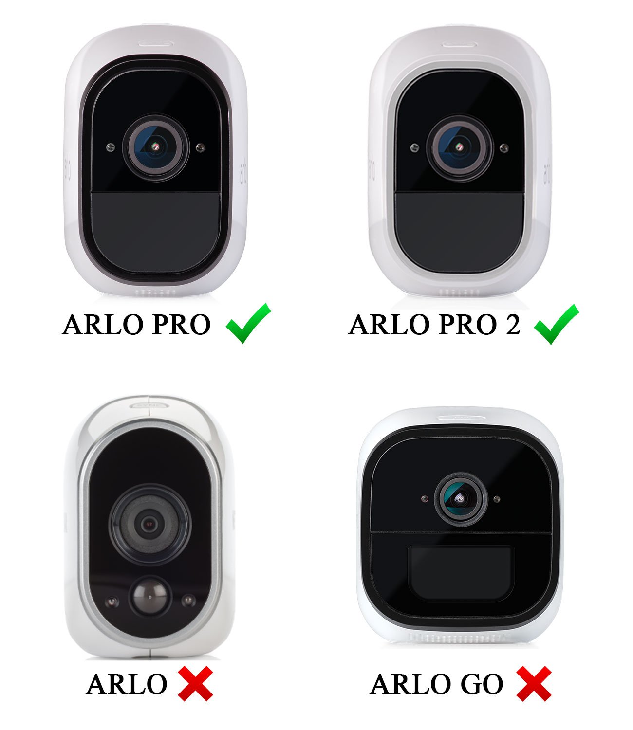 Silicone Case Skin with Dual Layer Sunshade Design, Clear (Not Fuzzy) Night Vision - Sun Glare UV Weather Protection Cover Compatible with Arlo Pro & Arlo Pro 2 Camera, 3 Pack (White)