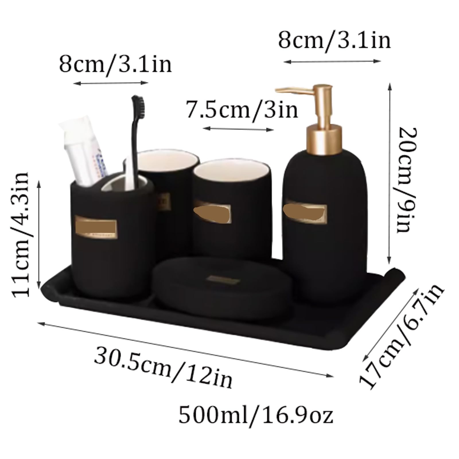 Ceramic Soap Dispenser Light Luxury Hand Sanitizer Nordic Wash Set Equipped with Tray for Neat Storage and Matte Texture