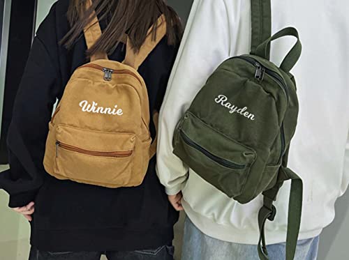 MT WORLD Personalized Vintage Backpack Small Mini Backpack Travel Canvas Backpack for Women Custom Monogram Backpack College Vintage Canvas Mini Backpack