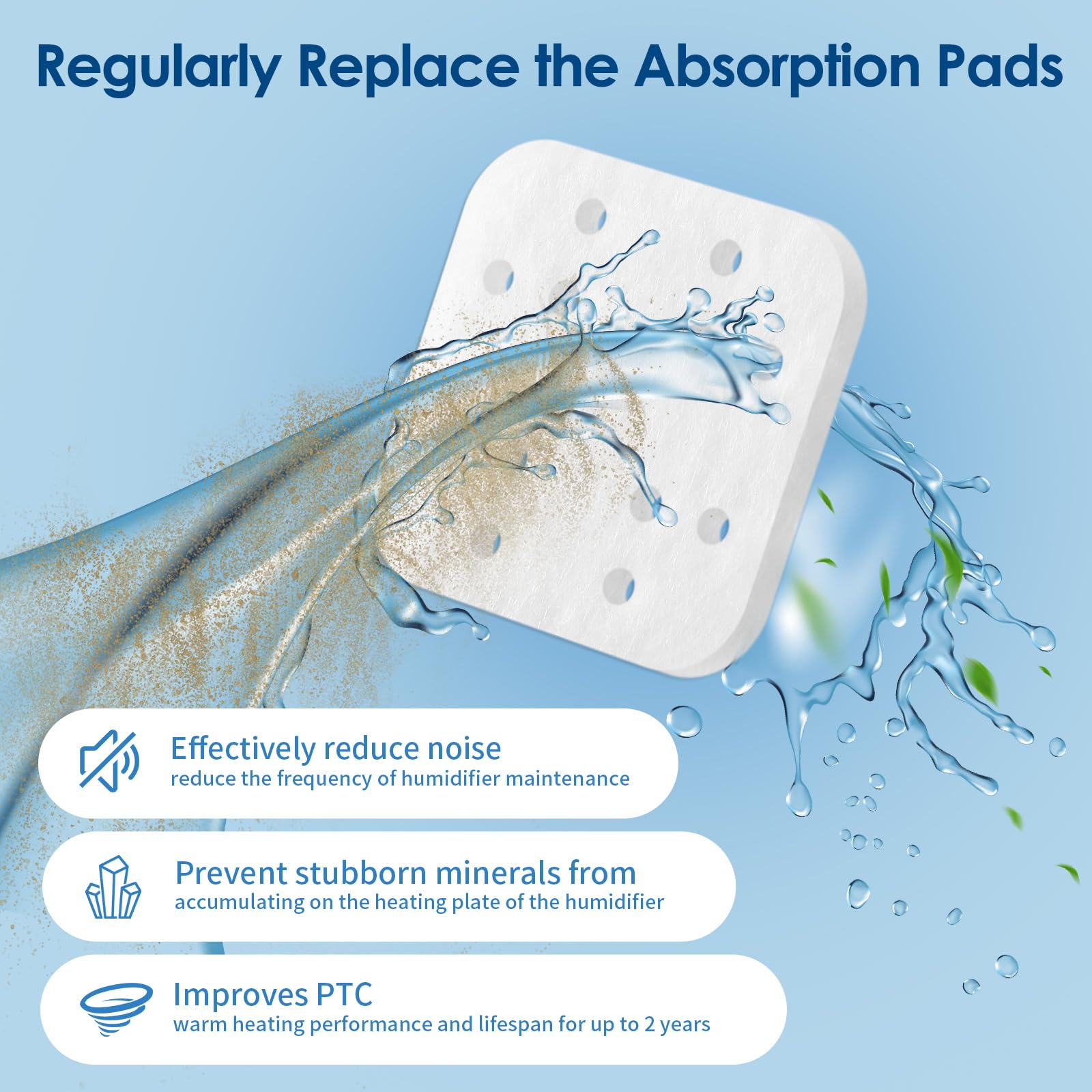 Gazeer 32-Pack Mineral Absorption Pads for Humidifiers, Compatible with Dreo Humidifiers HHM713/713S, Reduce Limescale, Improve Humdification Efficiency