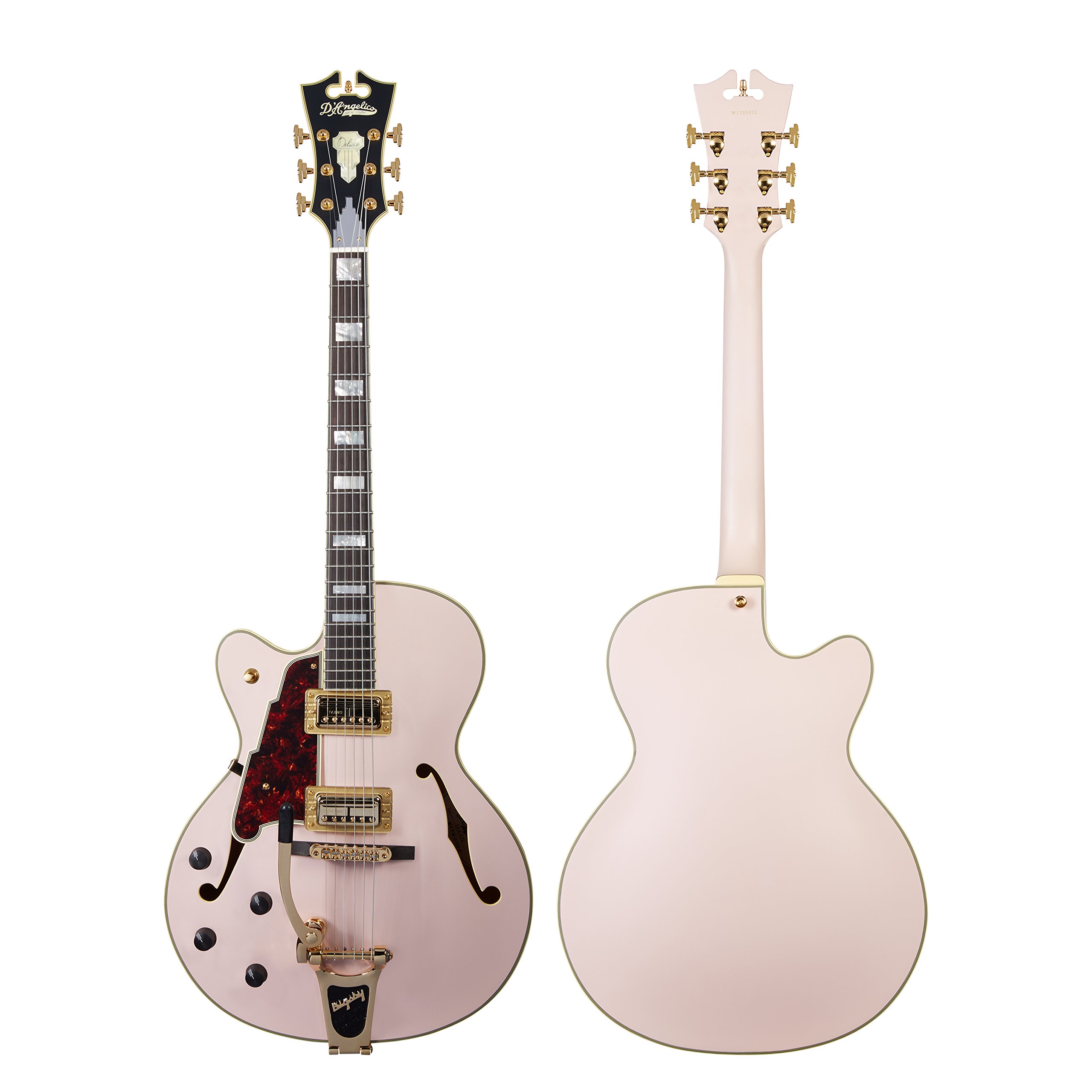 D'Angelico Deluxe 175 Lefty Electric Guitar - Matte Rose Pink