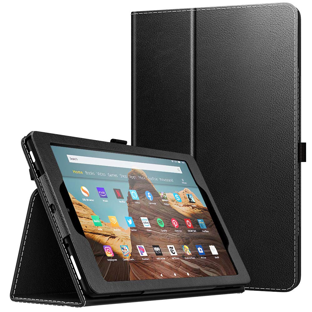 Dadanism All-New Amazon Fire HD 10 Tablet Case (9th Generation - 2019 Release) / (7th Generation - 2017 Release), Folio Cover Slim Stand for 10.1 Inch Cover - Black