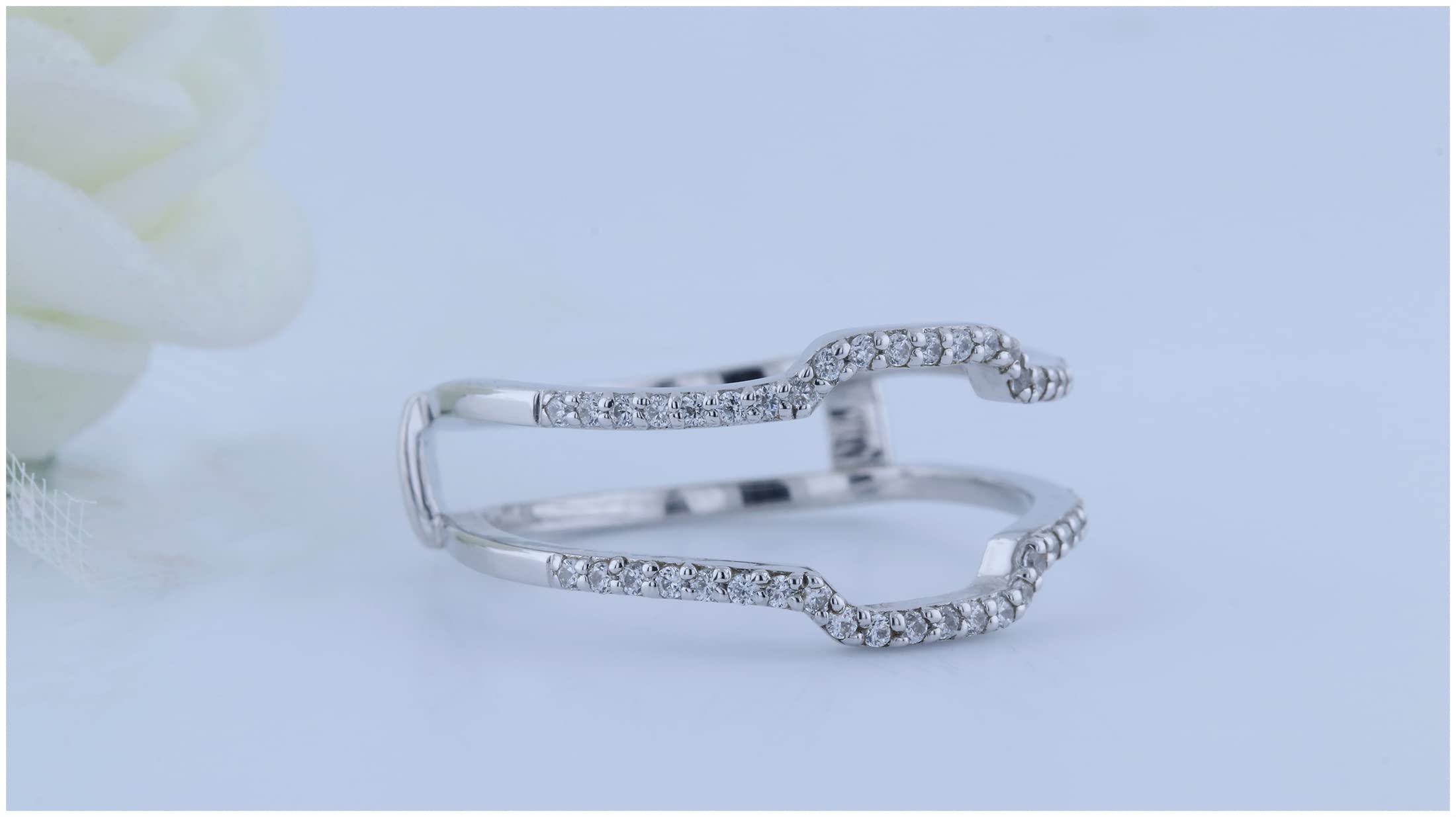 Dazzlingrock Collection Round White Diamond Anniversary Enhancer Ring for Women (0.75 ctw) in 10K White Gold Size 7