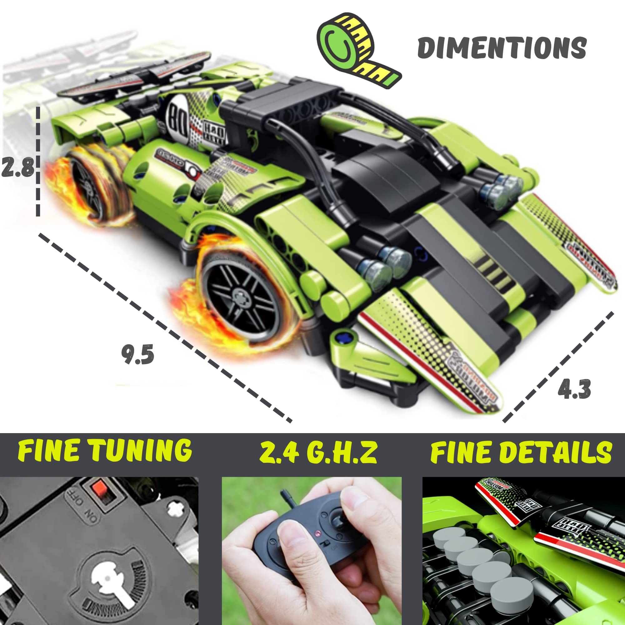 Remote Control Car Building Toys for Age 8-13 Fun STEM Toys for Kids 2 in 1 Model Car Kit to Build Educational Engineering Building Blocks Set Birthday Gift for 7 8 9 10+ Year Old Boys