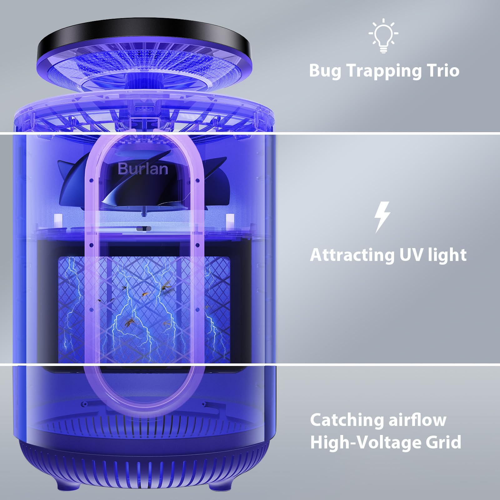 Fruit Fly Traps for Indoors Home: Bug Zapper Indoor 2 in 1 Attracts and Zaps Mosquitos, Gnats, Moths, Fruit Flies, Insect Fly Trap Adjustable Sleep and Zapper Blue Light Mosquito Zapper Black
