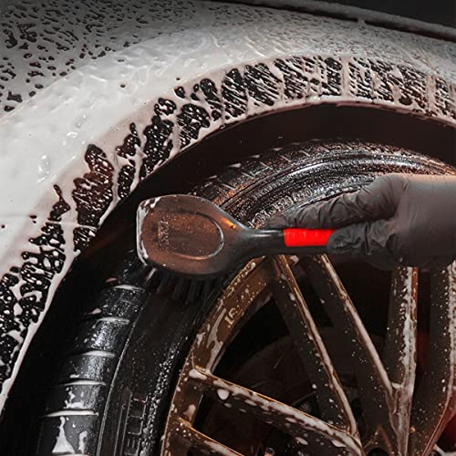 SGCB Tire Rim Brush Wheel Hub Cleaning Brushes with Ergonomic Grip Handle Durable PBT Bristles Brush for Auto Detailing Carpet Motorcycle Tire Cleaning