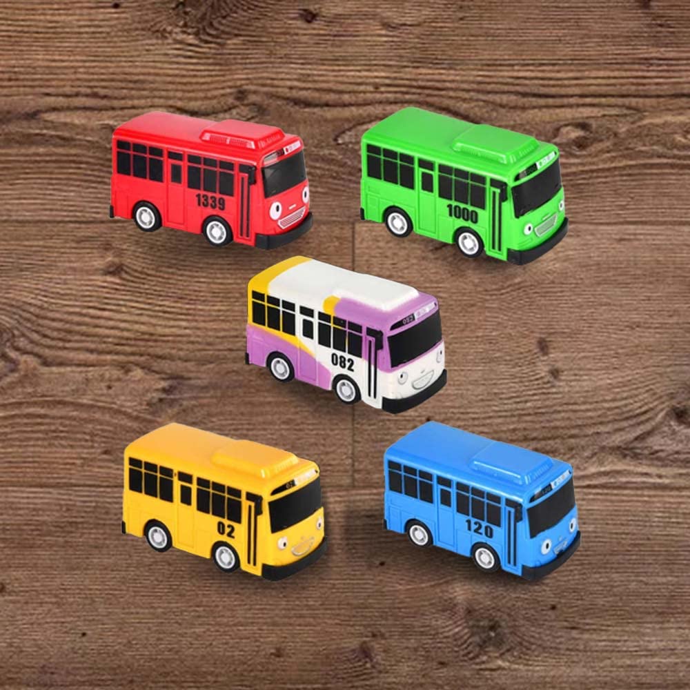 FARMIN 5PCS Mini Bus Tayo Toy, Pull Back Bus Toy Set, Cartoon Prototype Toy Car , Gift for Friends and Kids