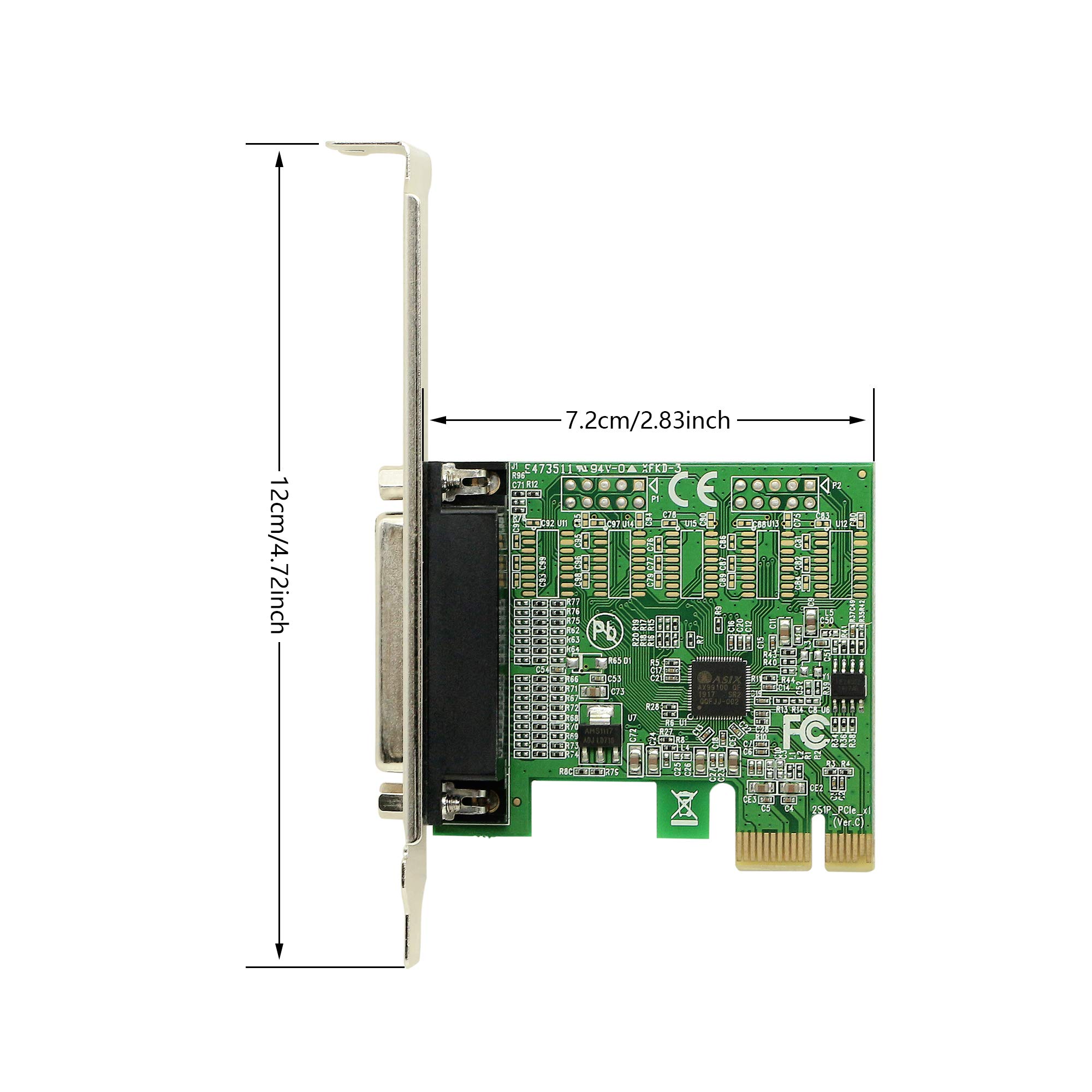 CERRXIAN 1 Port Parallel LPT PCI-E x1 Expansion Card PCI Express to DB25 PCIE Host Controller Printer Converter Card Support SPP / PS2 / EPP/ECP