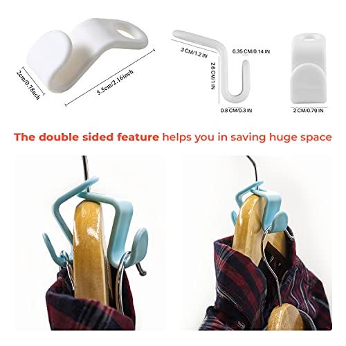 Muazida 50 Pcs Clothes Hanger Connector Hooks, Hanger Hooks Space Saver for Wooden Hangers, Cascading Hangers Space Saving Organizer for Heavy Duty Clothes (White)