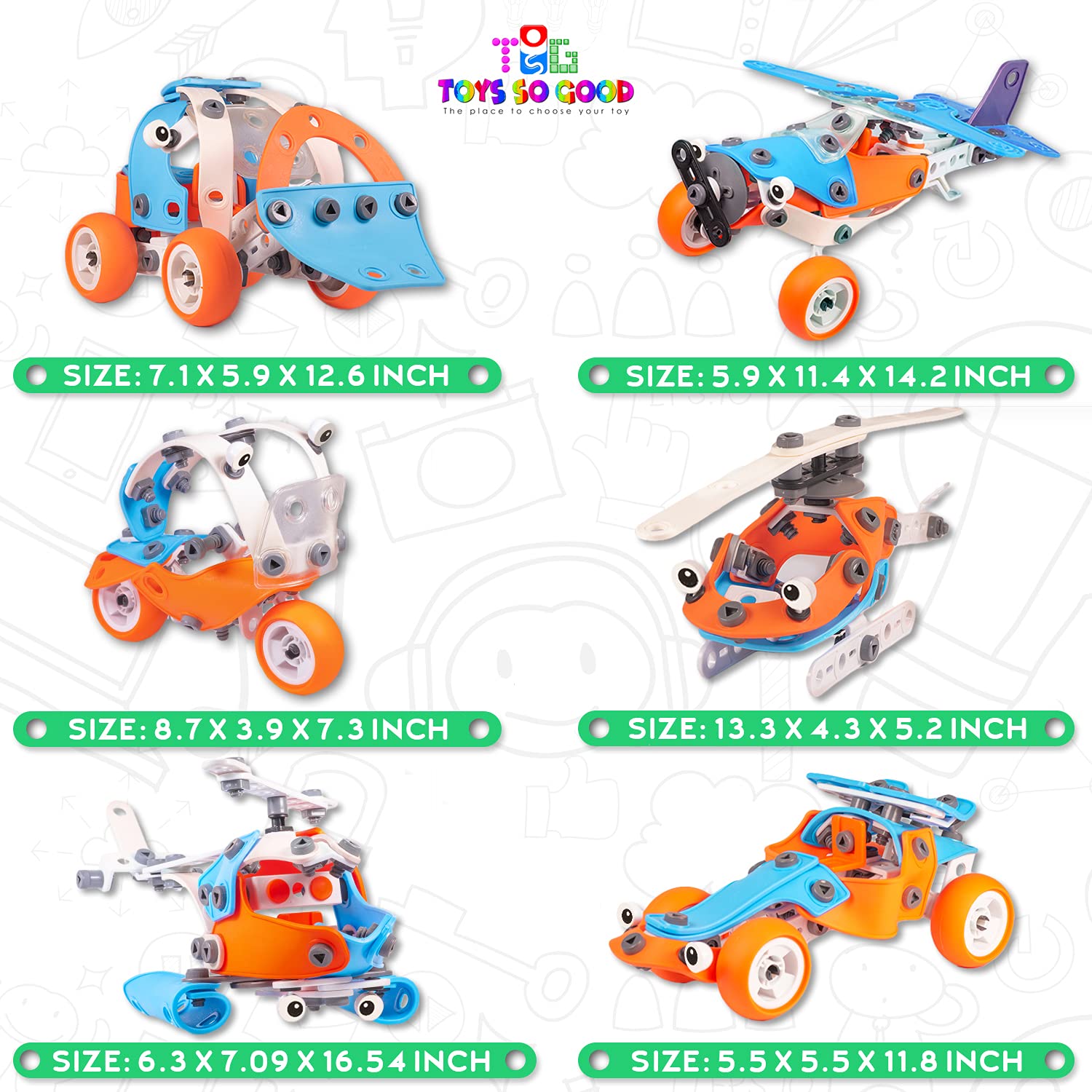STEM Toys for 6-8 Year Old Boys 6 in 1 Educational Engineering Toy Building Sets, DIY Construction STEM Learning Toy Erector Kit for Kids Birthday Gifts for 8-12 Boys & Girls 150Pcs with Storage Box