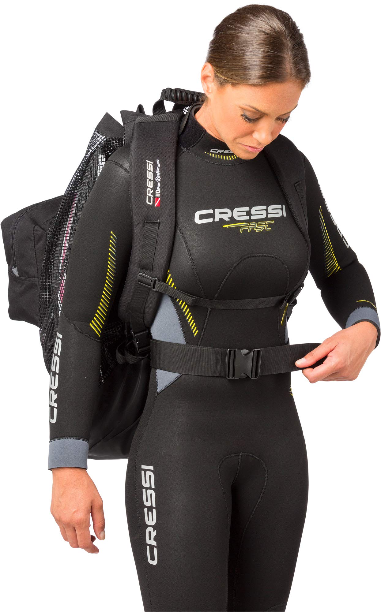 Cressi Heavy Duty Mesh Backpack 90 liters Capacity for Scuba Diving, Water Sport Gear | Roatan: designed in Italy, Black, One Size (UB936000)