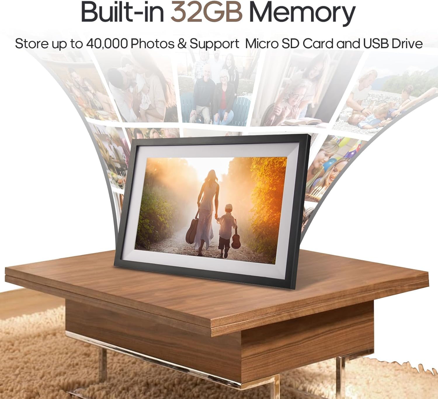 Digital Picture Frame 10.1 Inch Smart WiFi Digital Photo Frame 64GB Storage, 1280x800 IPS Touch Screen HD Display, Auto Rotate Share Photos/Videos via Frameo App, Easy Setup, No fees