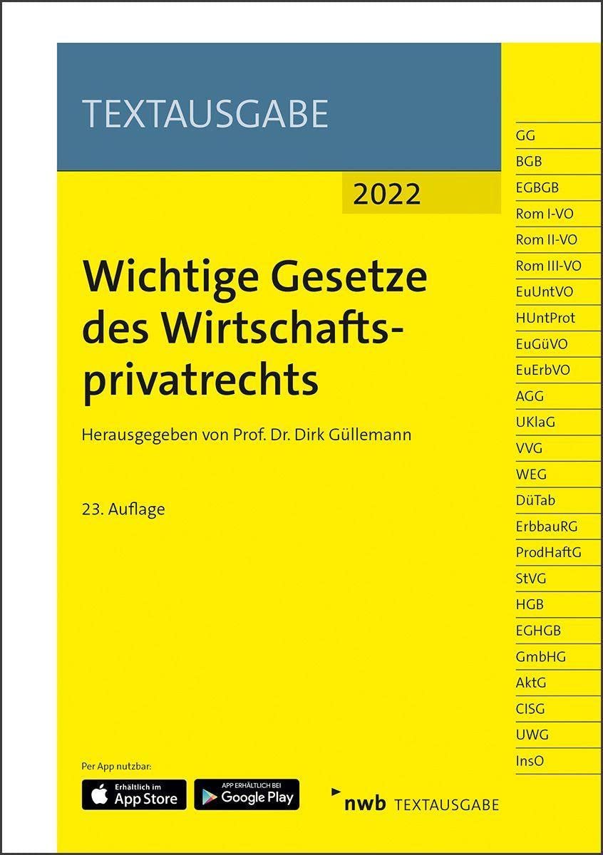 Wichtige Gesetze des Wirtschaftsprivatrechts (Textausgabe)