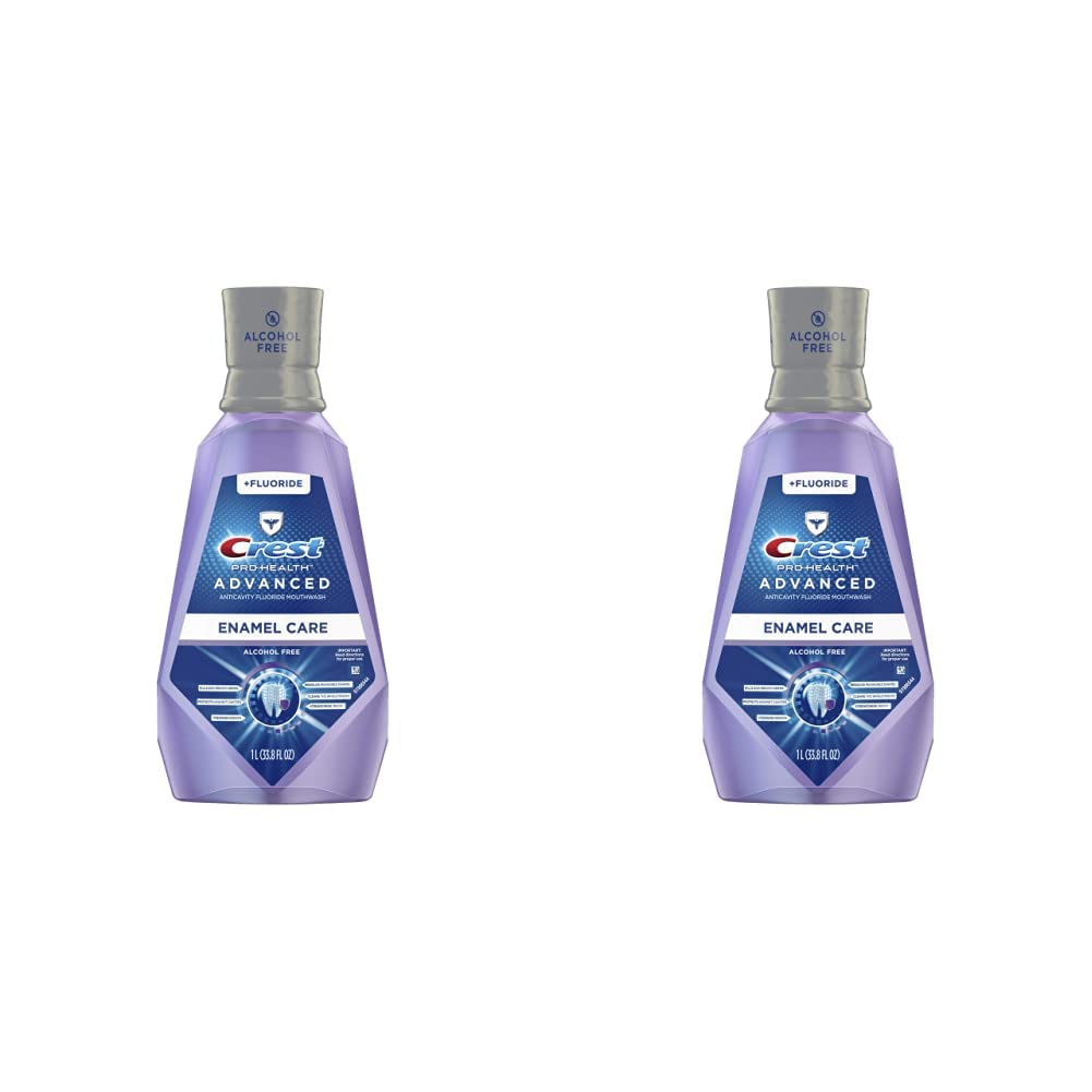 Crest Pro-Health Advanced Mouthwash, Alcohol Free, Enamel Care, 1 L (33.8 fl oz) (Pack of 2)