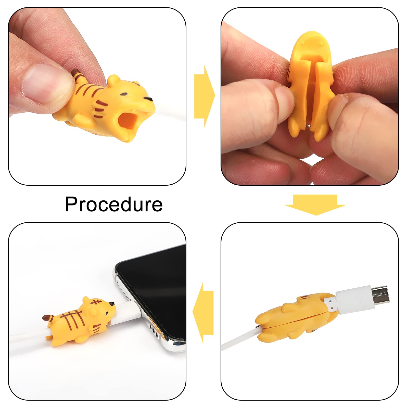 Flueyer PRTECY 25 Pcs Cute Cable Protector Animals Charger Protector Set Phone Charger Cable Bites USB Charger Cord Protector for Most Cellphone and Tablet
