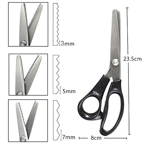 Dressmaking Sewing Craft Scissors, Professional Stainless Steel Pinking Shears Comfort Grip, Serrated & Scalloped Blades Cut Tailor Decorative Tool - Fabrics Leather Paper Craft (Scalloped 18mm)