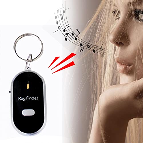 Key Finder Device - Voice Control Anti-Loss Device with Whistle Audio Induction Portable Locator for Pet Keychain Locator Key Suitcase Tracking Locating, Black