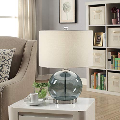 Crestview Collection ABS1315BUSNG 20.5" Glass + Metal Blue LAMP, 1 PC UPS/ 1.43' Element Lighting, Silver