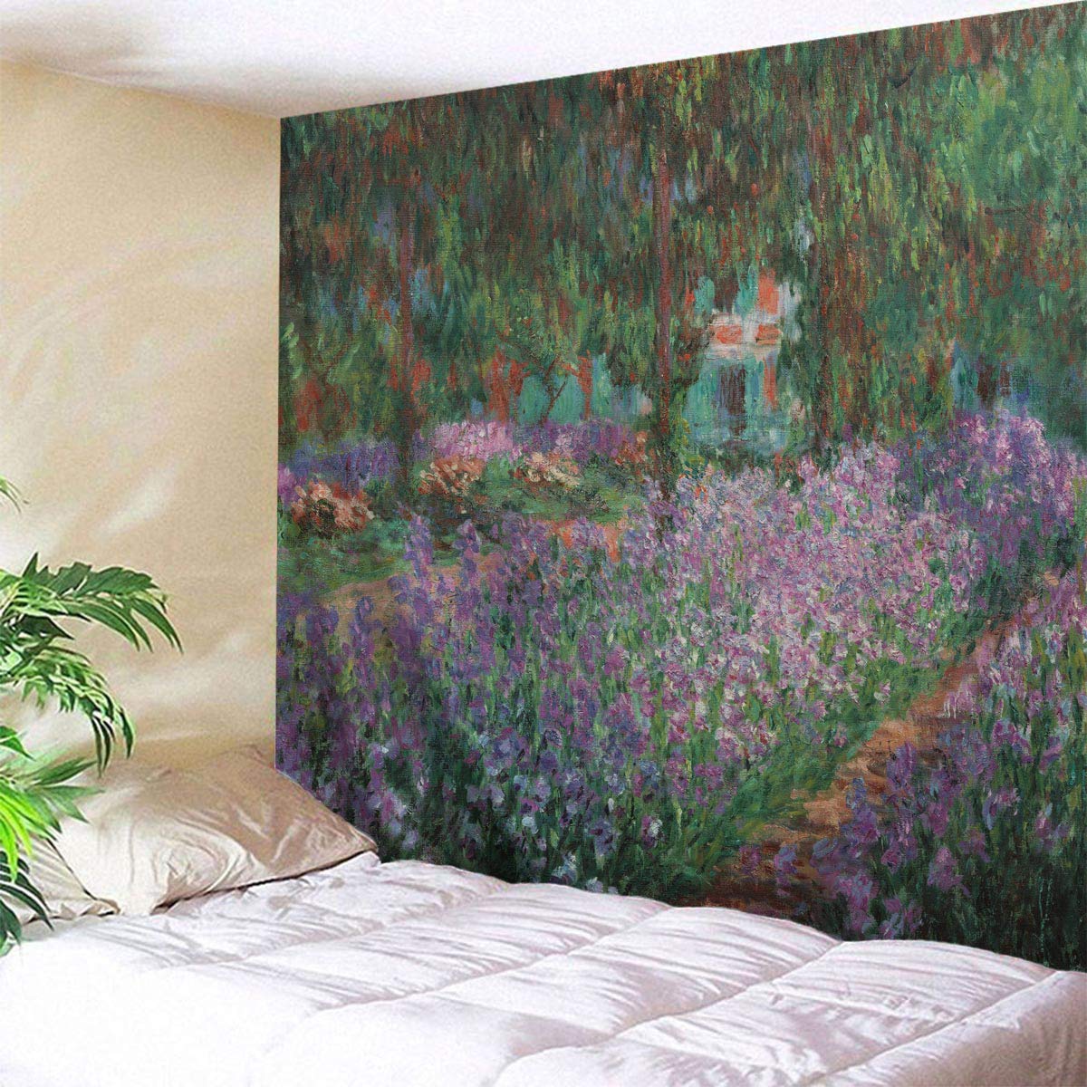 WIHVE Large Tapestry Monet's Garden Tapestry Wall Hanging Art Home Decor for Living Room Bedroom Bathroom Kitchen Dorm 90 x 60 Inches