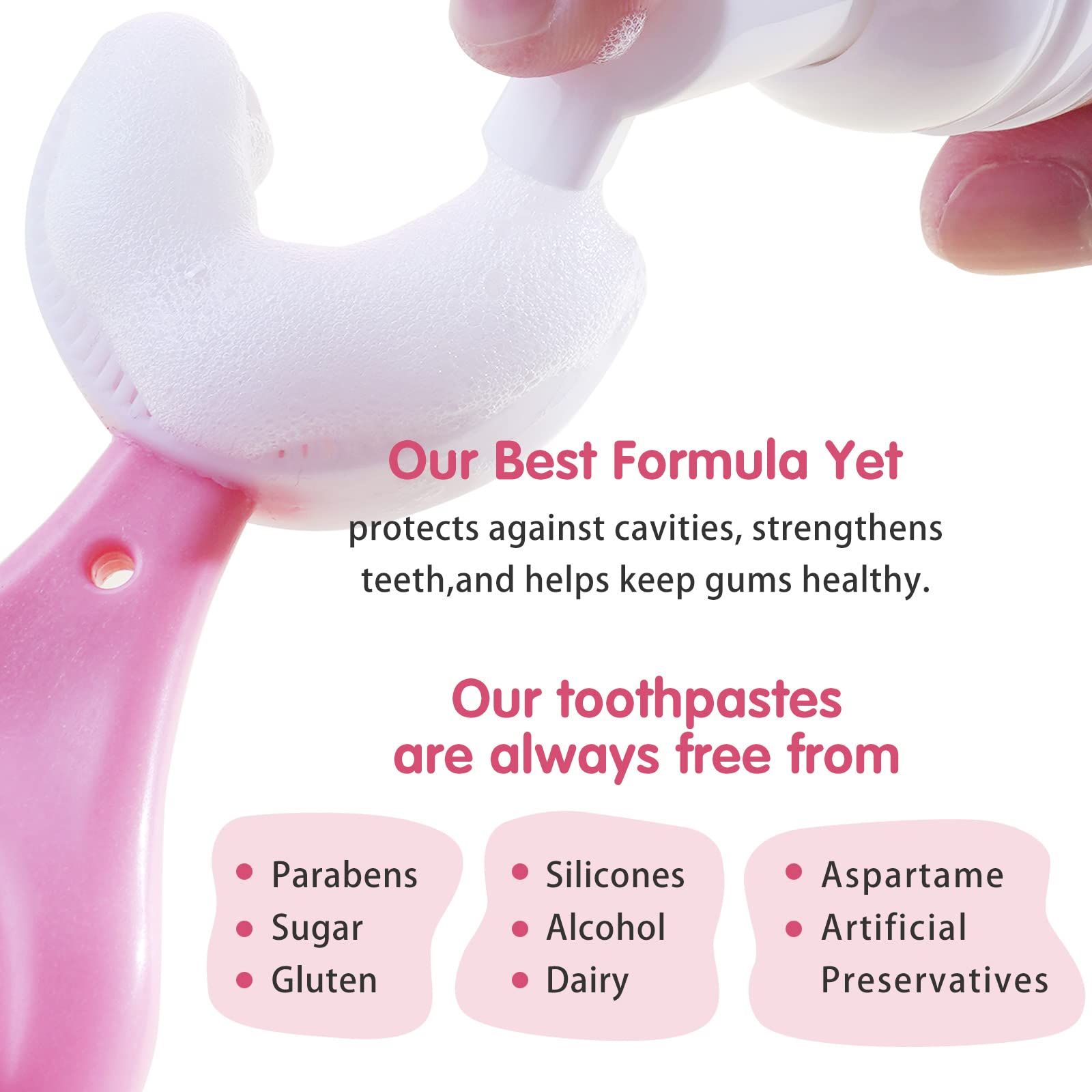 Foam Toothpaste Kids - 2 Pack Childrens Toothpaste with Low Fluoride Toddler Toothpaste for Electric Toothbrush Foaming Toothpaste Kids for Toddler's Oral Cleaning and Cavity Prevention(Strawberry)