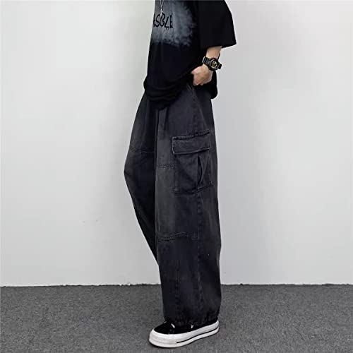 Grunge Baggy Jeans Y2K Emo Alt Cargo Pant Fairycore Demin Cloting Aesthetic Jogger Sweatpants Hiphop Tripp Streetwear (Blue,M)